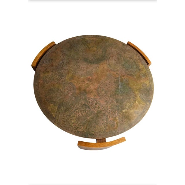 Vladimir Kagan (1927-2016) Patinated Etched Brass Top Teak Coffee Table ...