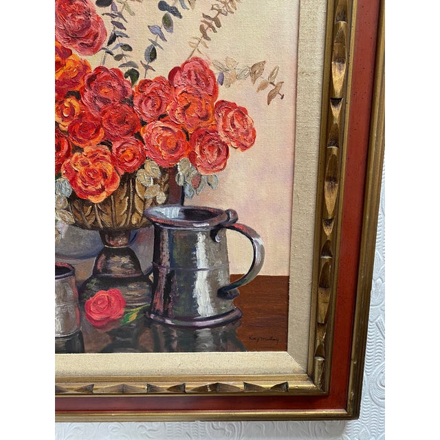 Mid Century Still Life Painting by Kay Malay in Carved Wood Frame ...