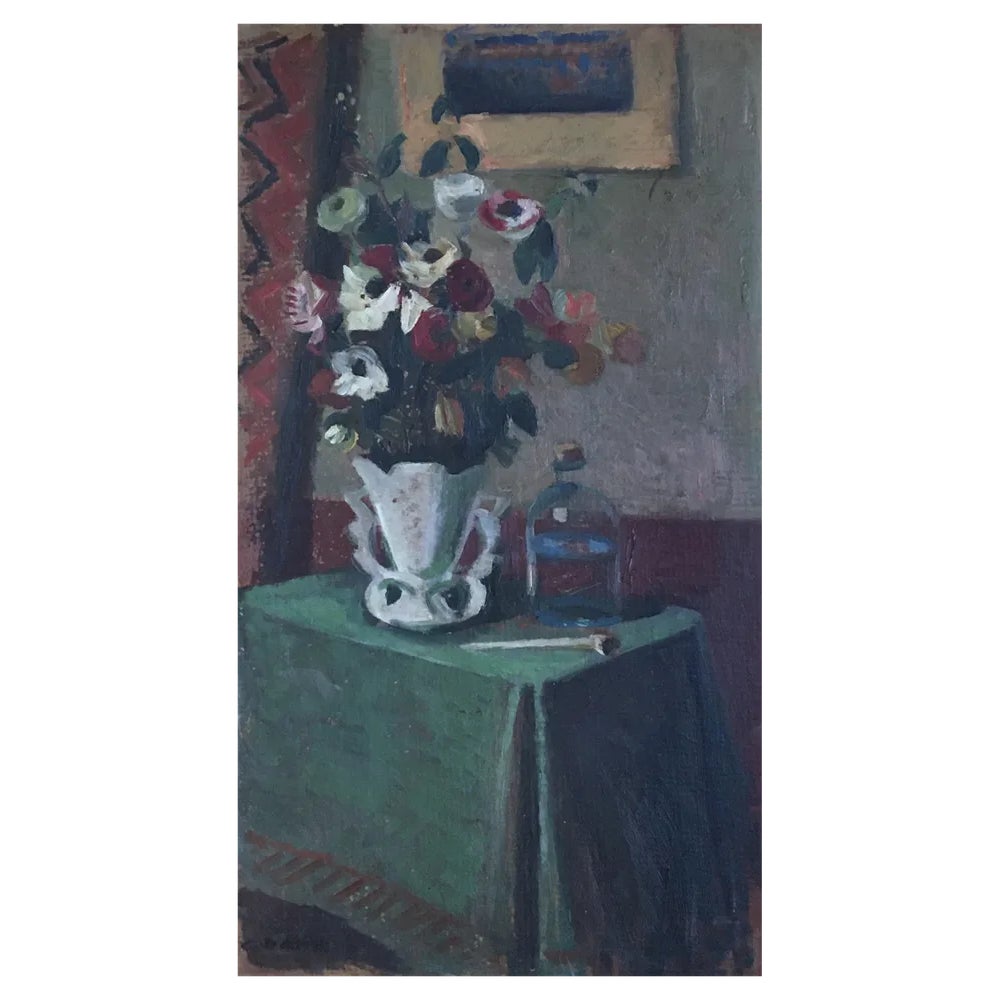 Georges Darel, Nature Morte à la Pipe 2, Oil on Cardboard | Chairish