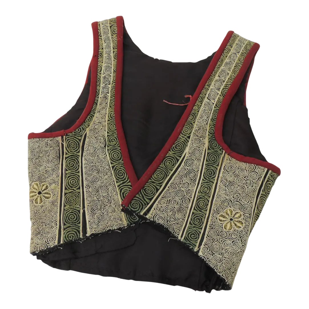 Vintage Green & Gold Small Child's Persian Embroidered Vest | Chairish
