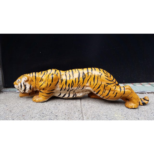 1960s Figurative Plaster Stalking Tiger Figurine | Chairish