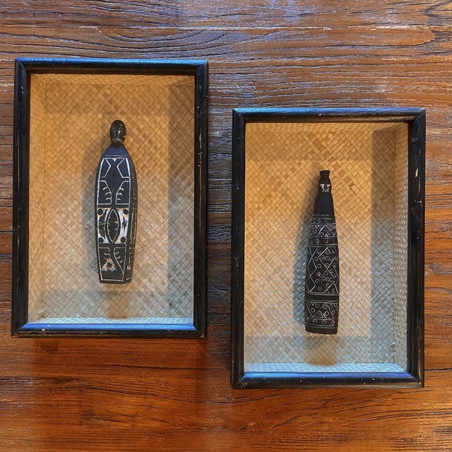 Late 20th Century African Art Carving Shadow Box Displays- Set of 2 ...