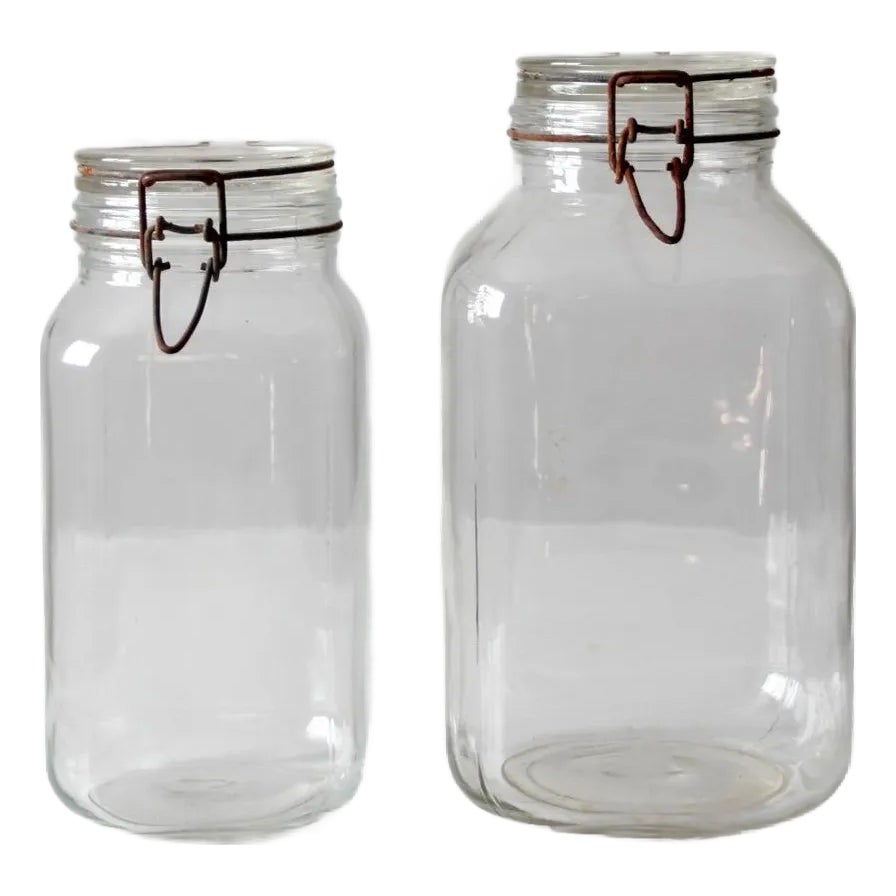 Vintage Italian Ermetico Glass Jars Pair | Chairish
