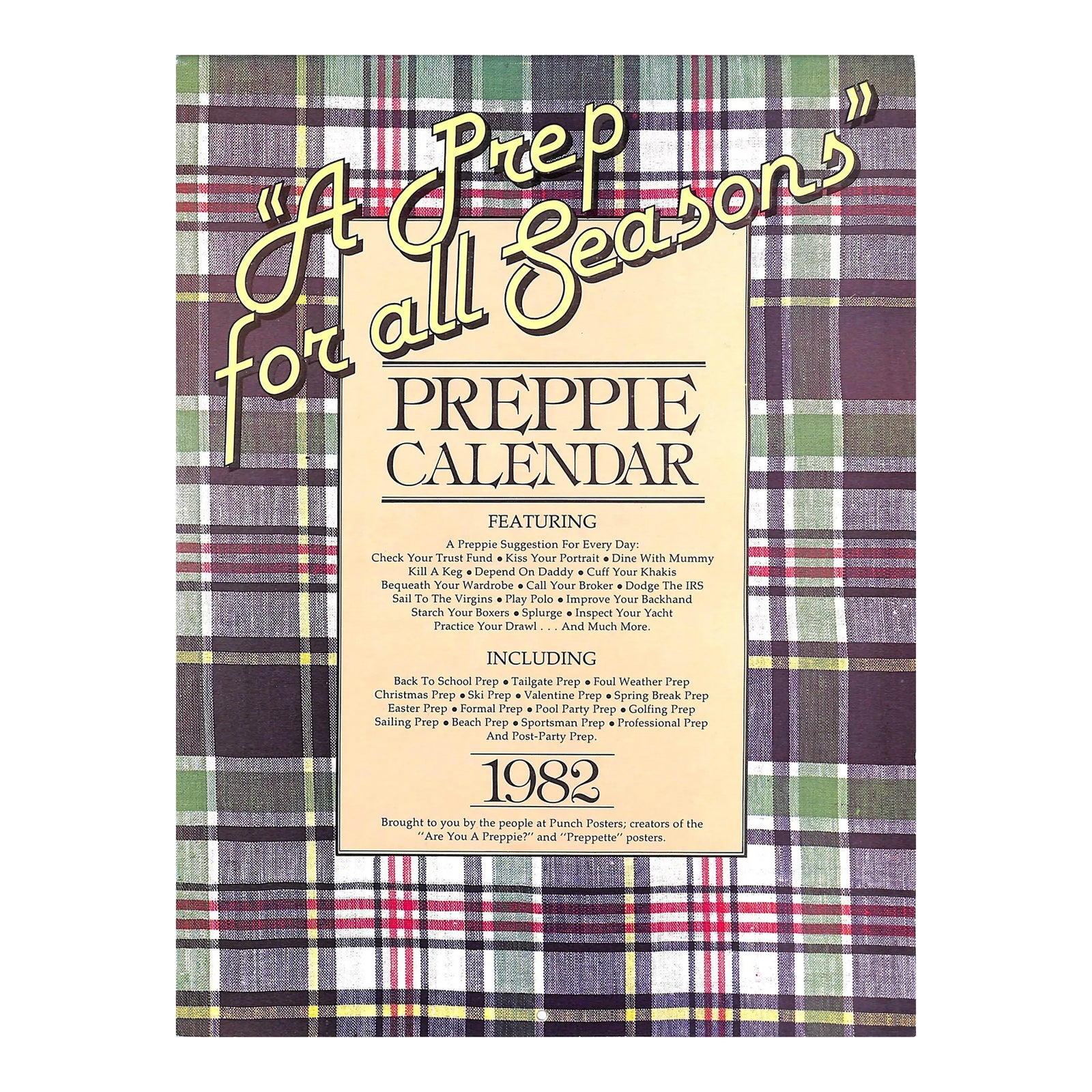 "Preppie Calendar a Prep for All Seasons" 1982 Shadyac, Tom [Created ...
