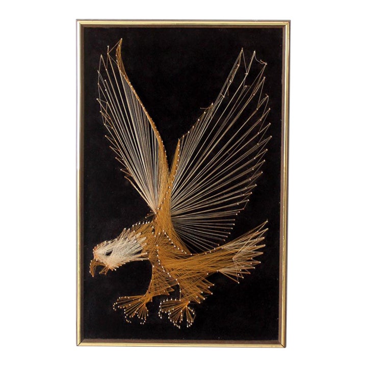 Vintage 70s American Eagle String Art Wall Hanging | Chairish