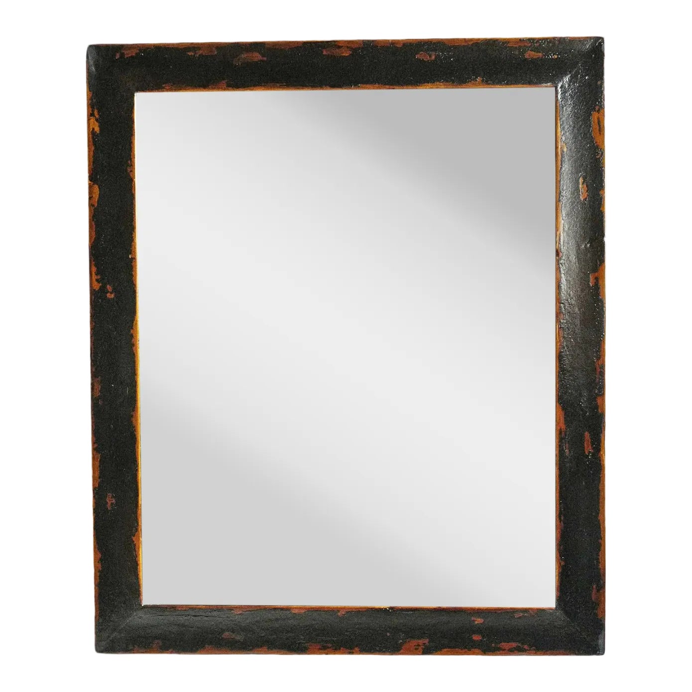Vintage Distressed Black Wood Mirror | Chairish
