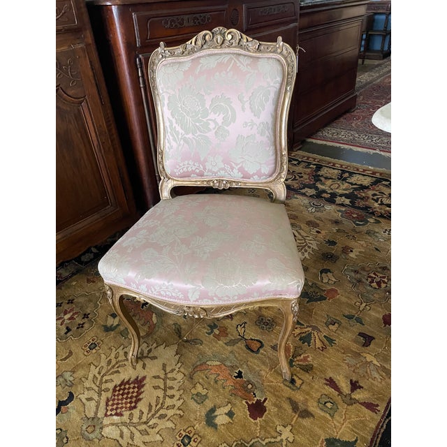Late 19th Century Boudoir Chair in Jacquard Satin | Chairish