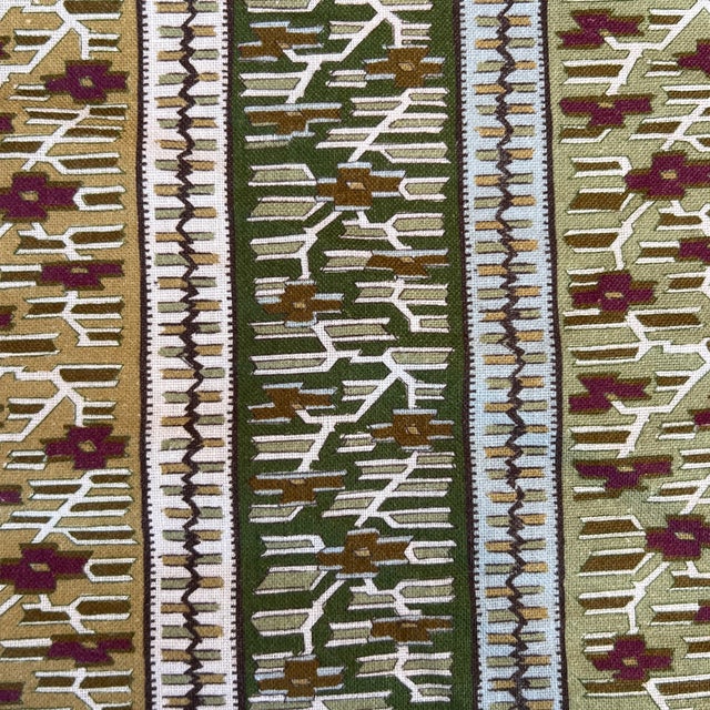 Claremont Designer Kilim Stripe Linen Fabric- 7 Yards | Chairish