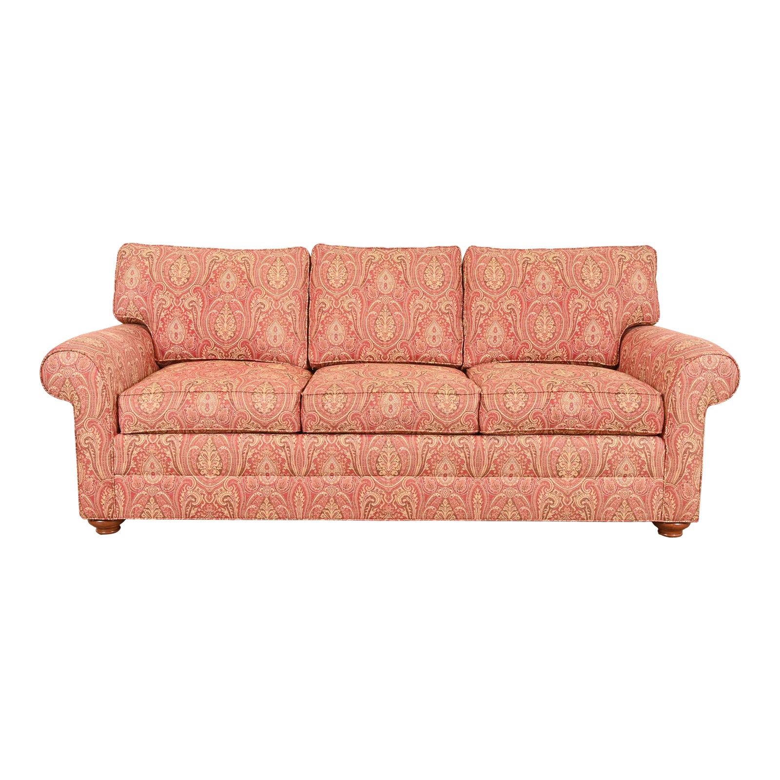 Ethan Allen Contemporary Paisley Upholstered Sofa | Chairish