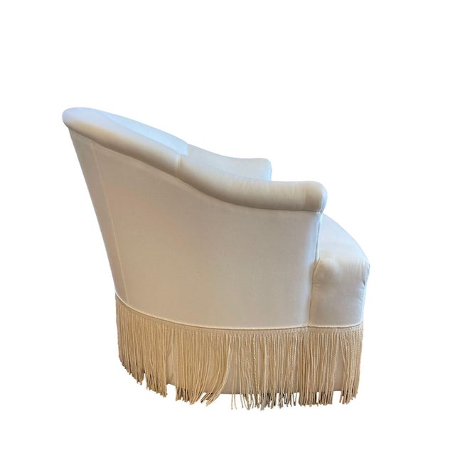 Ivar Swivel Barrel Chair with Fringe | Chairish