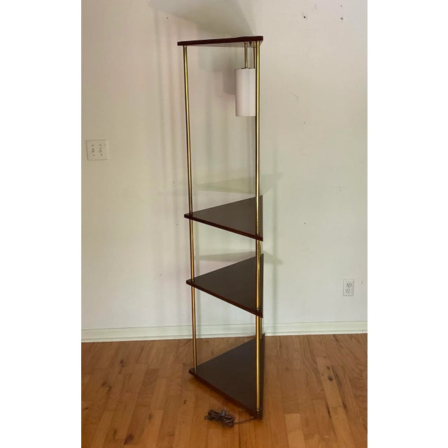 Mid Century Modern Lighted Angled Corner Display Shelf Unit Walnut ...