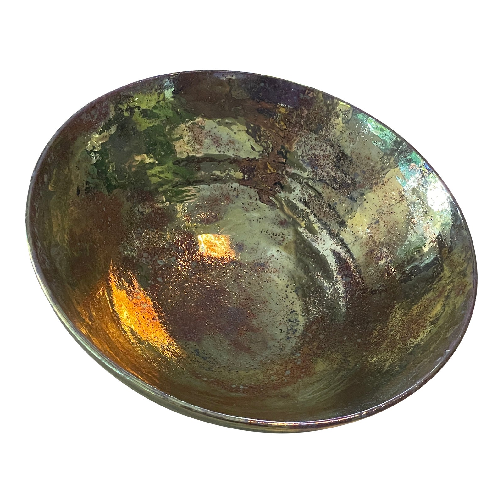 Vintage James Haggerty Iridescent Luster Glaze Ceramic Bowl | Chairish