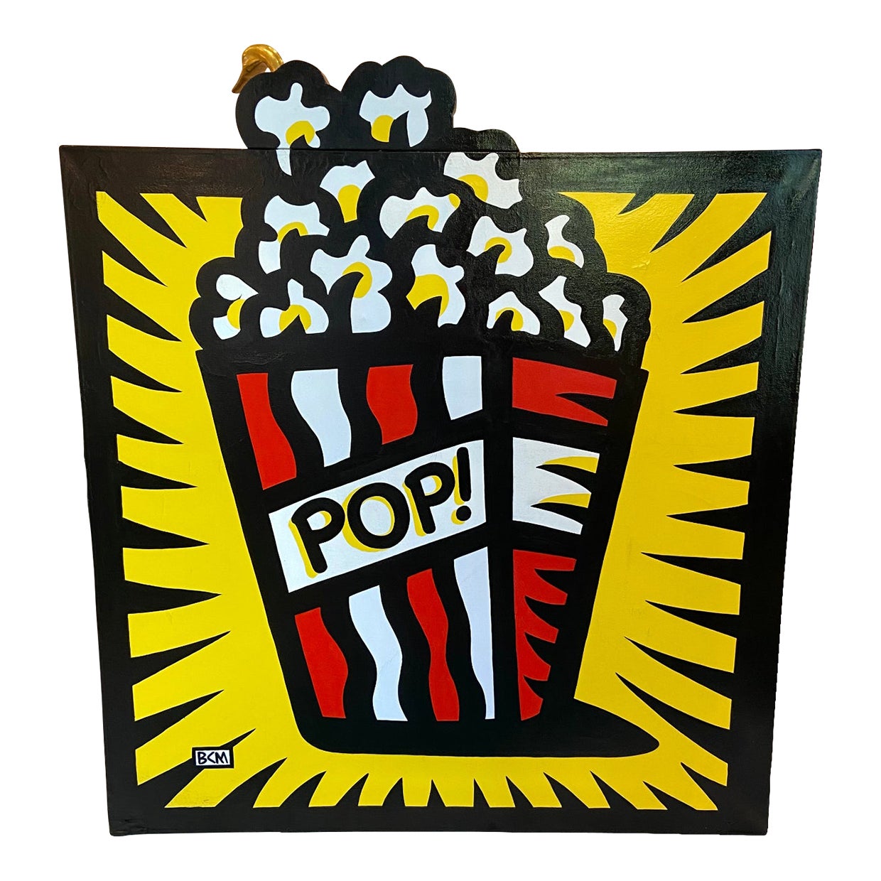 Rare Vintage Signed Burton Morris ‘Popcorn’ Acrylic 3d Artwork | Chairish