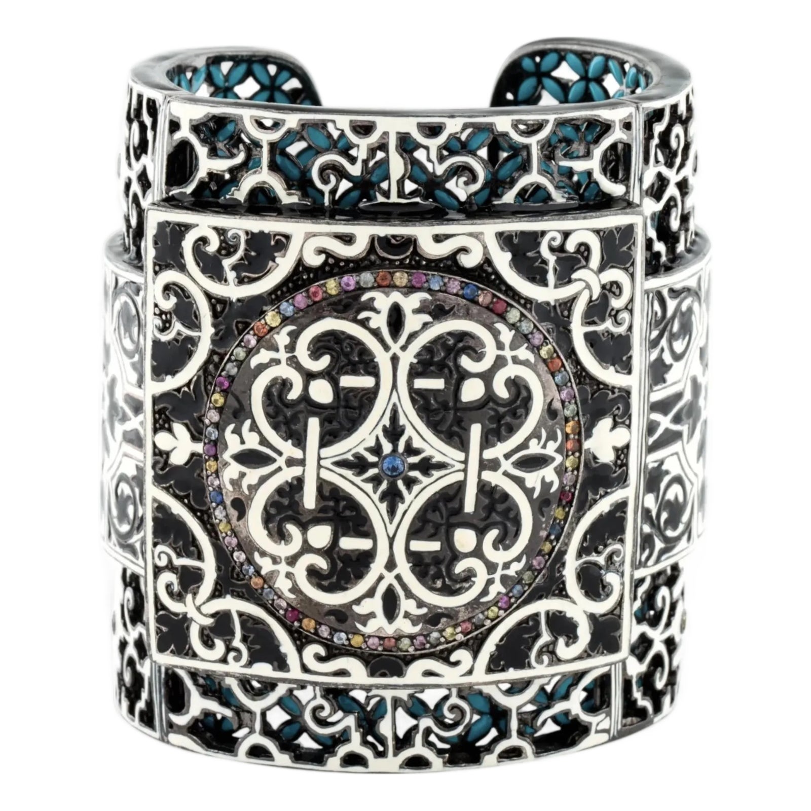 Matthew Campbell Laurenza MCL Cuff Sapphire Enamel Bracelet Bangle 925 ...