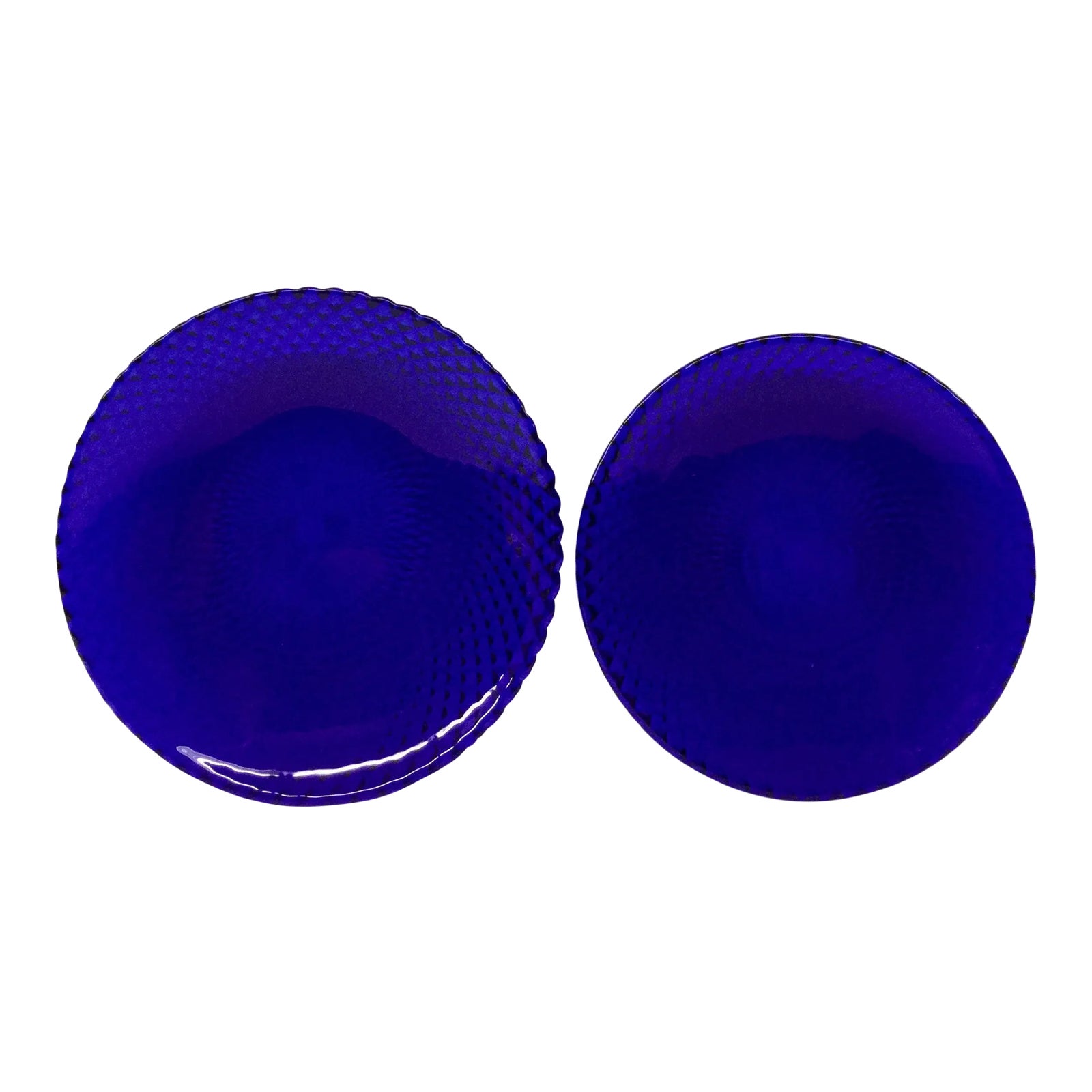 Vintage Colbalt Diamond Back Plates - a Pair | Chairish
