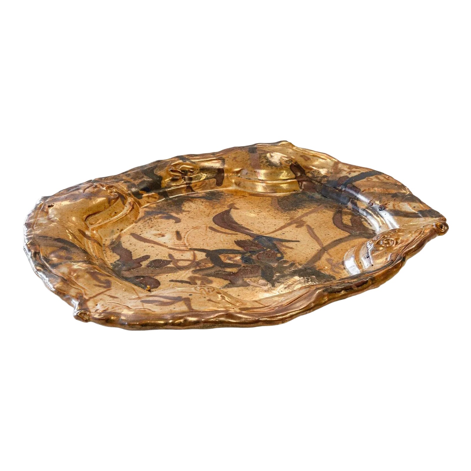 John Glick Signed Platter I Modernist Stoneware Glazed Ceramic Plum ...