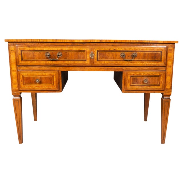 North Italian Neoclassical Walnut and Inlaid Writing Table | Chairish