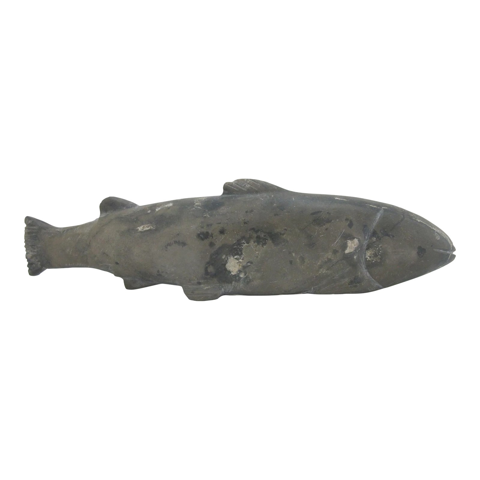Helen P Miyok Canadian Inuit Soapstone Carved Fish Salmon Sculpture ...