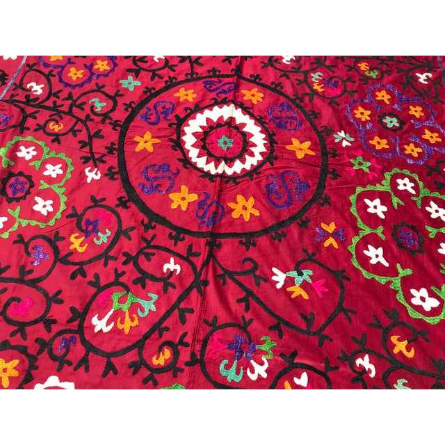 Wine Red Suzani Fabric | Chairish