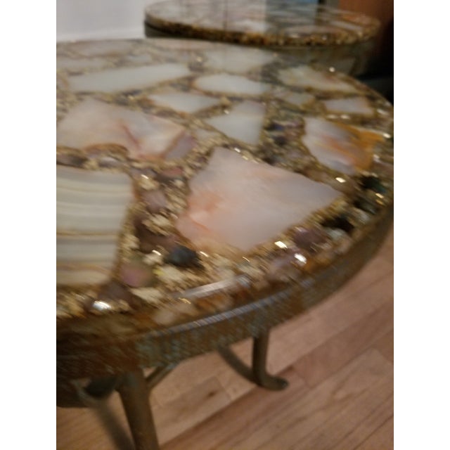 1970s Contemporary Mica and Onyx Side Tables - a Pair | Chairish