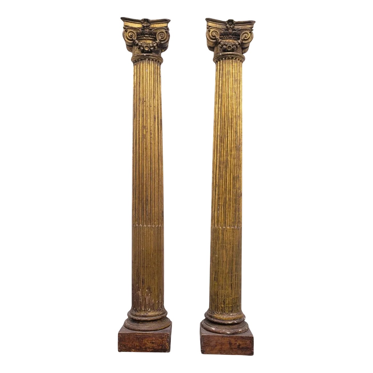 18th Century Carved and Gilded Wooden Columns, Set of 2 | Chairish