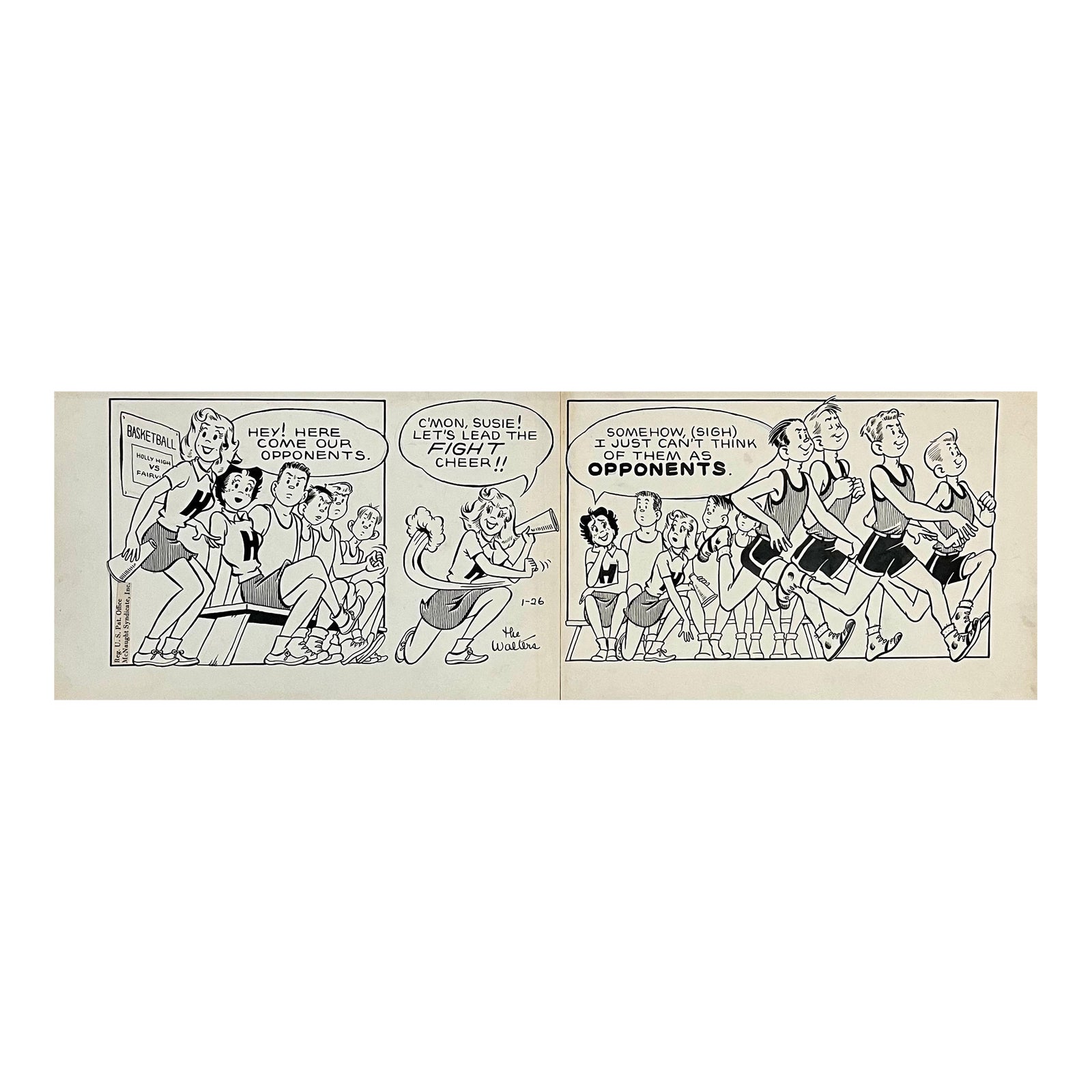 Jerry Walter & Linda WalterVintage Golden Age Syndicated Ink Drawing ...