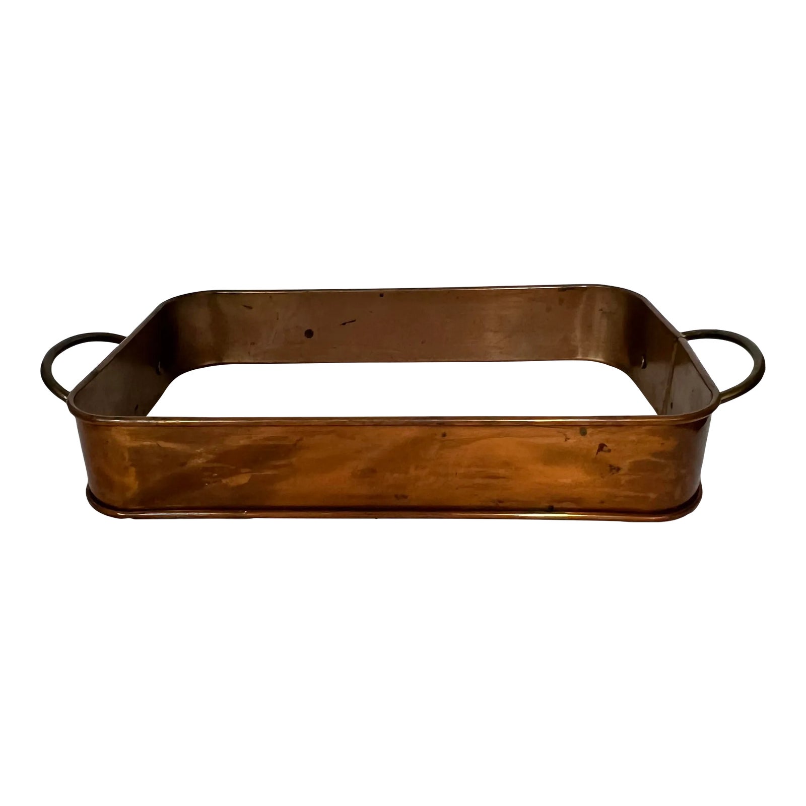 Mid Century Copper Casserole Pan Carrier With Handles | Chairish