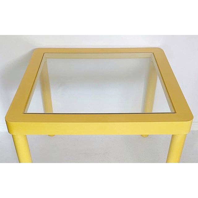 Vintage Syroco Glass Top Yellow Plastic Table | Chairish