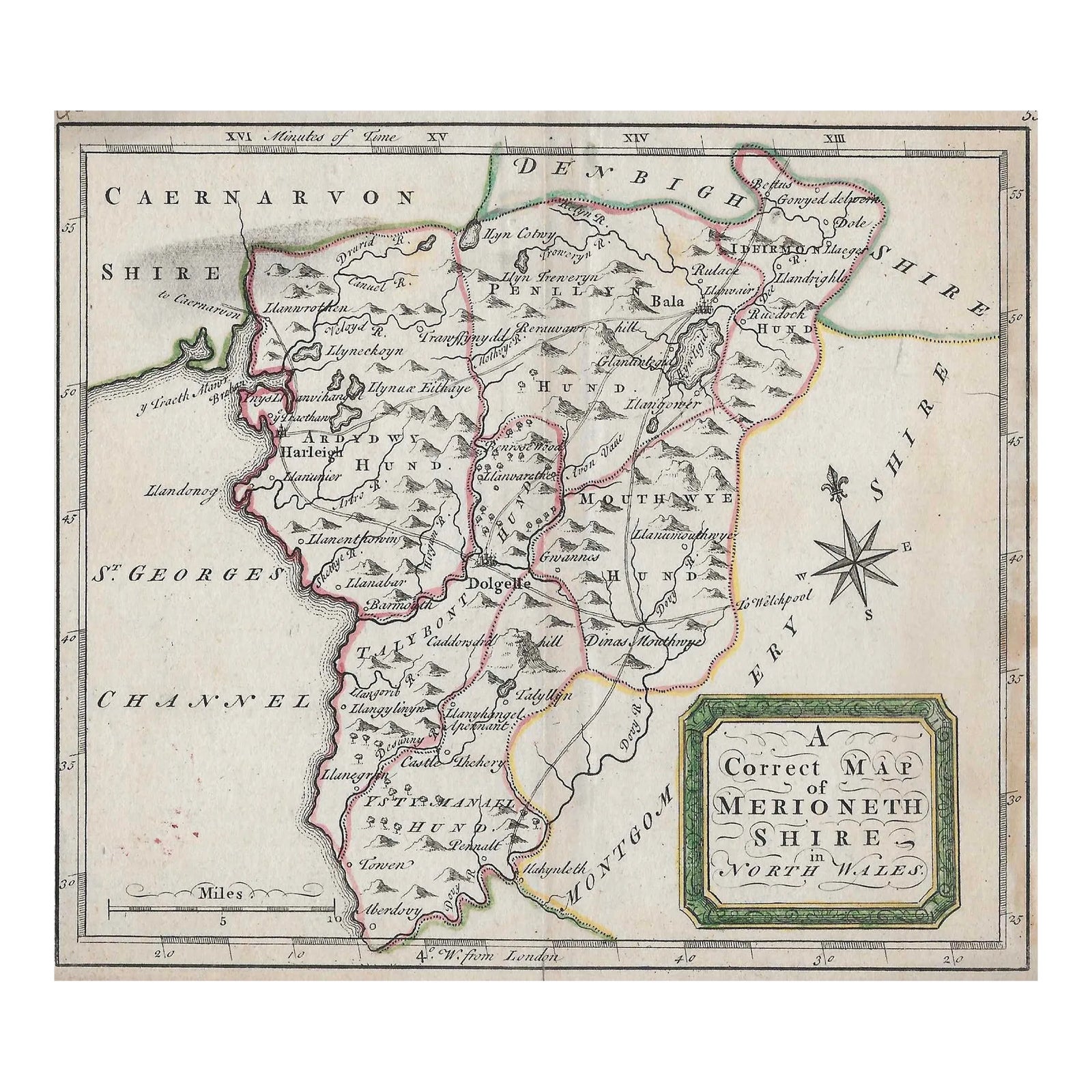 Antique Map of Merionethshire in North Wales | Chairish