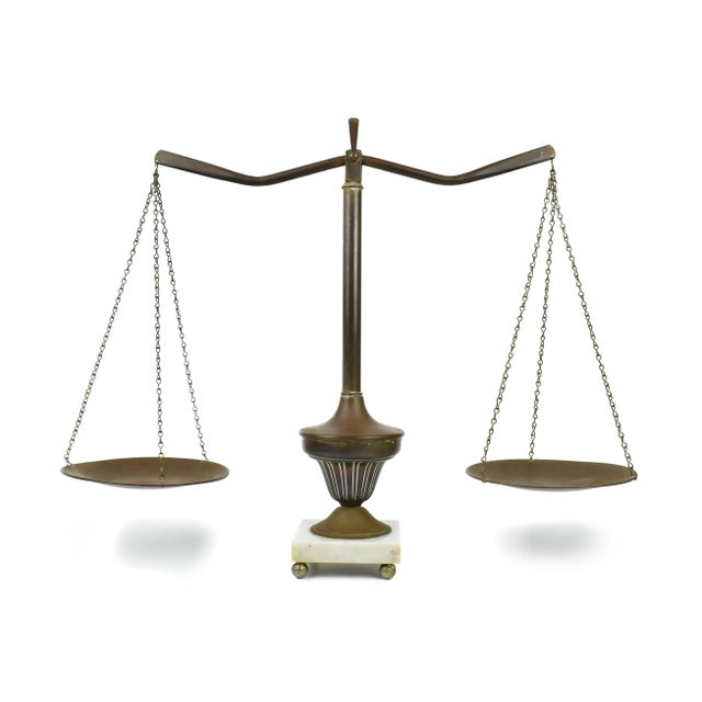 Early 20th Century Italian Copper Marble Base Balance Scale / Scales of ...