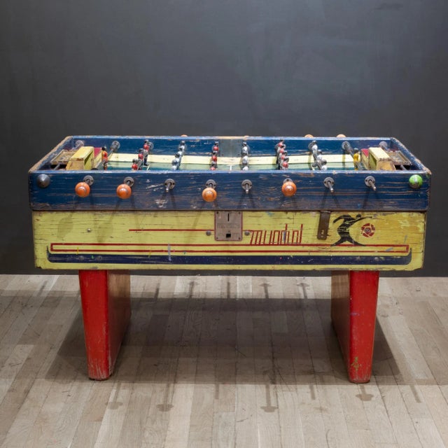 Vintage Mexican Foosball Table With Metal Players C.1940 | Chairish