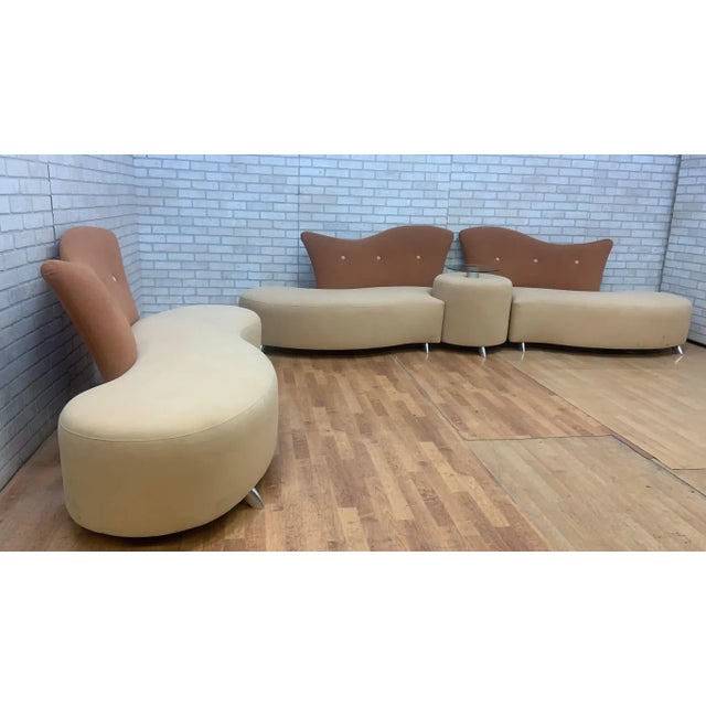 1980s Postmodern Vladimir Kagan Inspired Serpentine Sofa Set With Glass ...