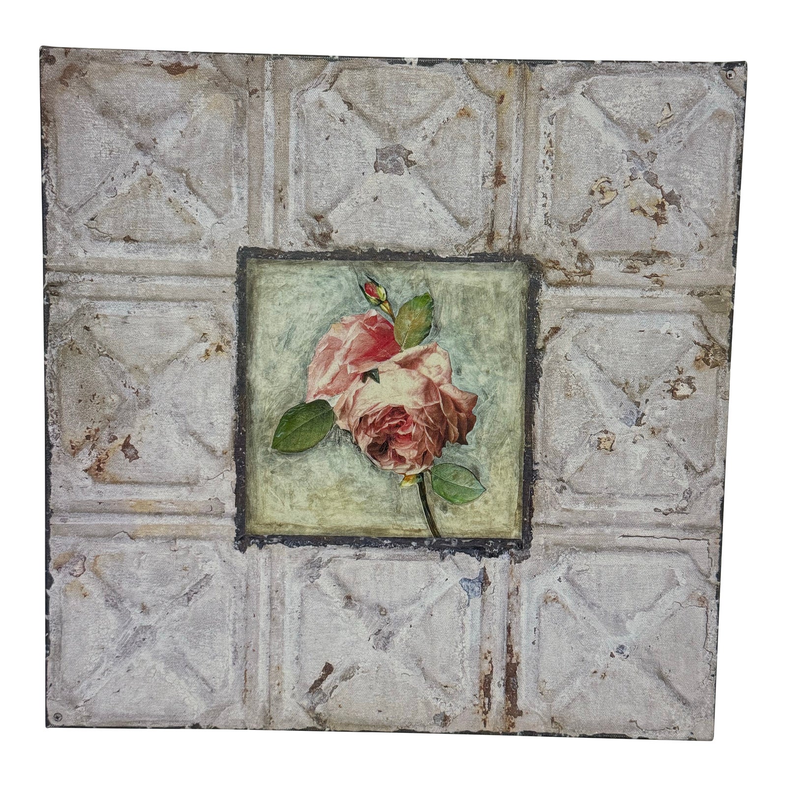 Peggy Abrams Style Rose Tile Print of Canvas | Chairish