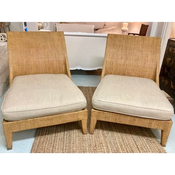 Jacques Garcia for McGuire Woven Raffia Large Club Chairs - a Pair ...
