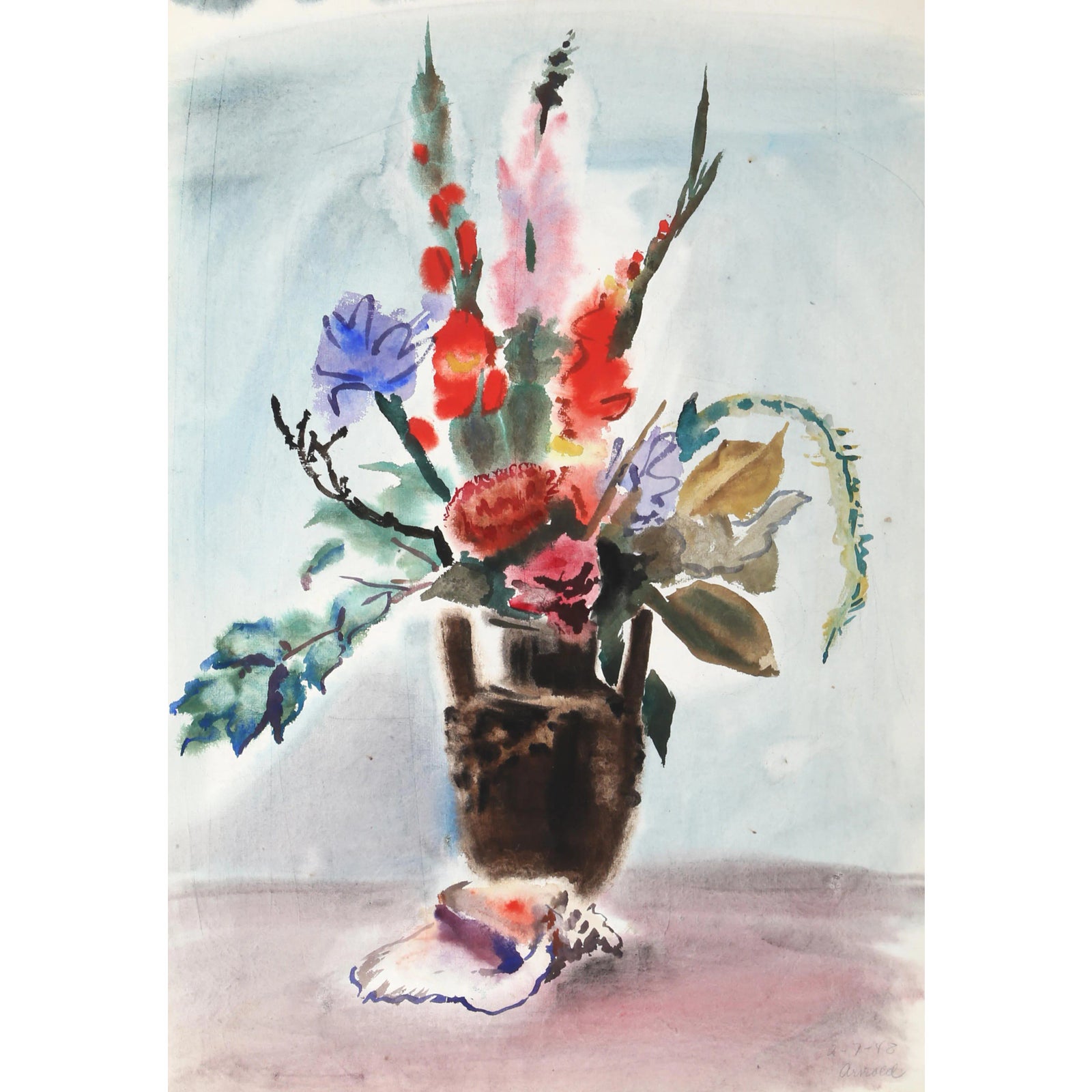 Eve Nethercott, Flowers (P6.47), Watercolor on Paper | Chairish