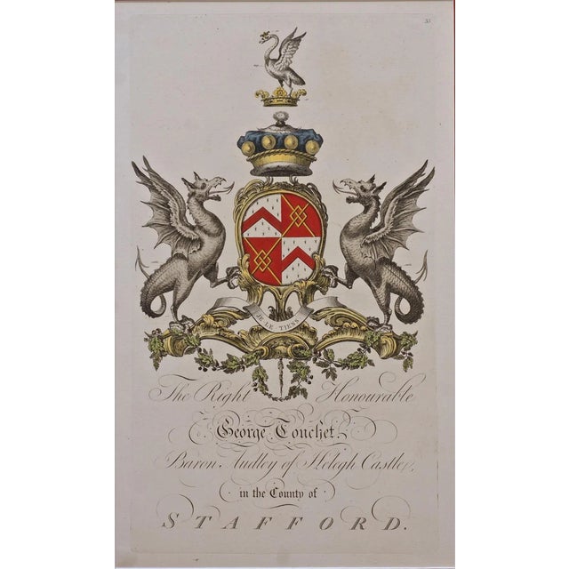 19th Century Armorial Engraving Framed Coat of Arms Entryway Wall Art ...