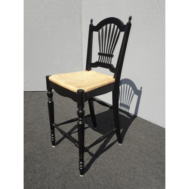 Set of Four Black Ethan Allen Rush Barstools Bar Stools ~ French ...