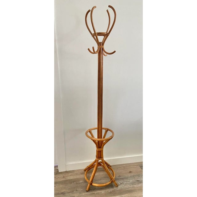 Vintage Bamboo and Wicker Hat or Coat Rack | Chairish