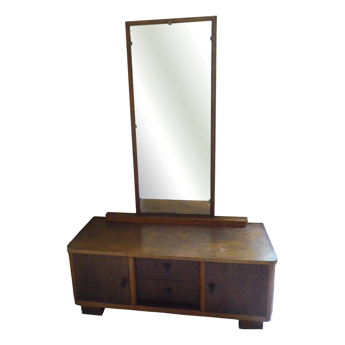 Vintage Boat-Style Dressing Table with Mirror, 1940s | Chairish
