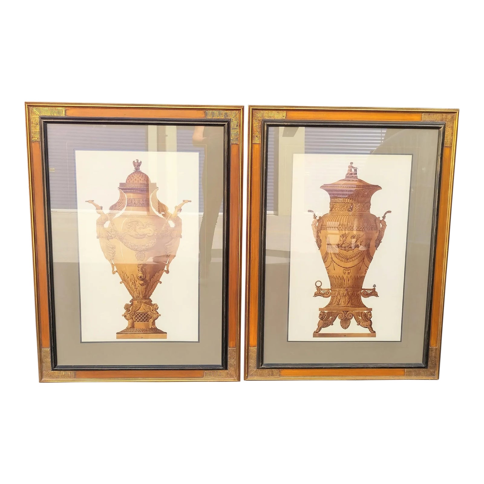 Vintage Large Grecian Style Urns Framed Wall Art Prints- a Pair | Chairish