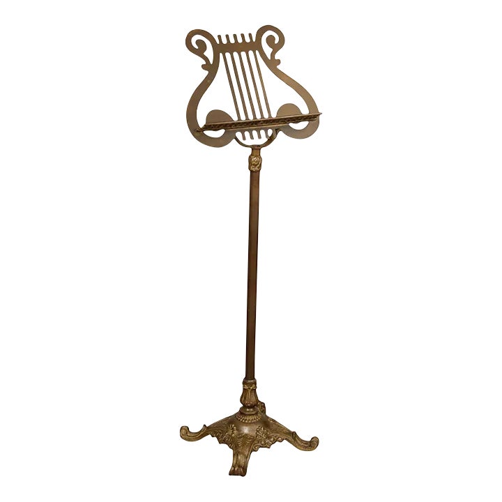 Vintage Brass Lyre Music Stand | Chairish