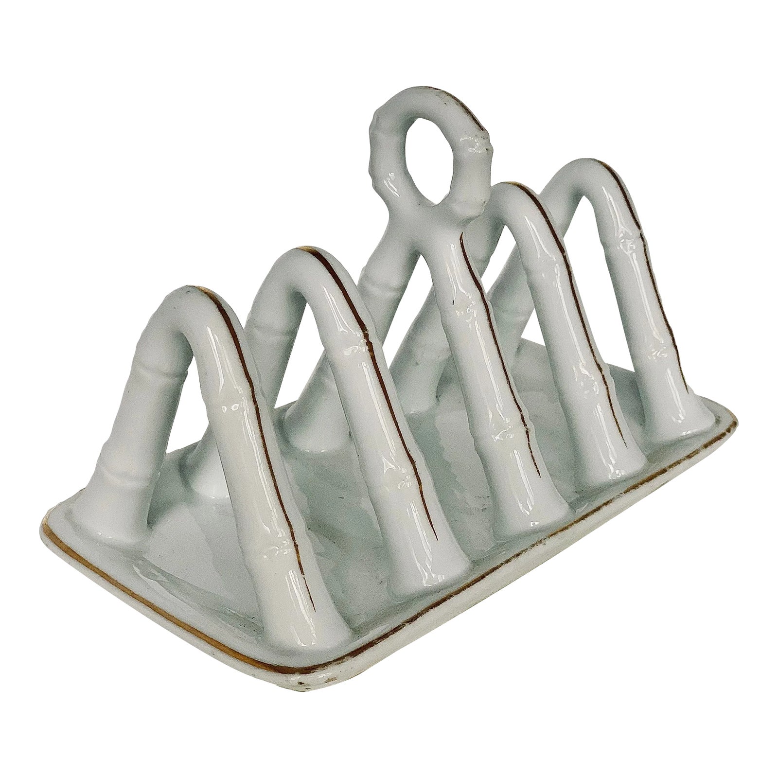 Antique Ceramic Faux Bamboo 4 Slot Toast Rack/Letter or Napkin Holder ...