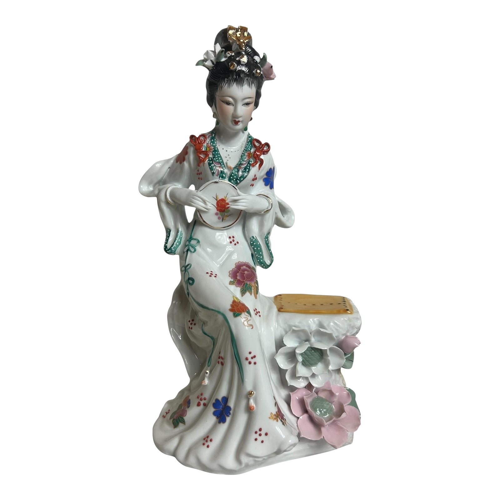 Vintage Japanese Geisha Porcelain Statue Asian Figure | Chairish