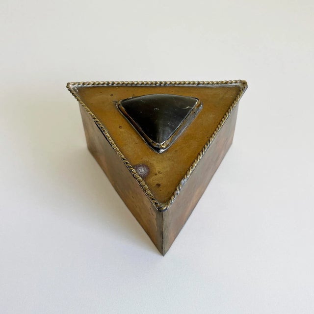1970s Brutalist Brass & Horn Tringle Box | Chairish