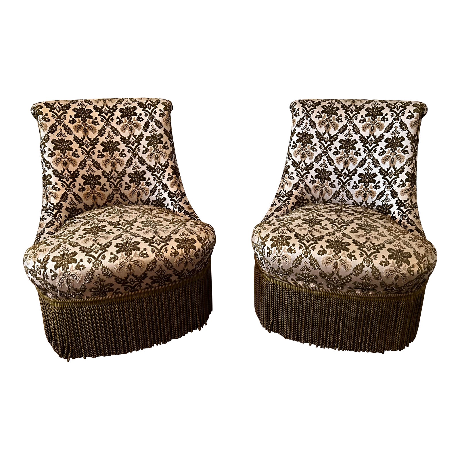 1950s French Brocade Chairs- a Pair | Chairish