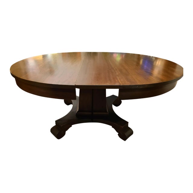 Early 1900's Empire Dining Table With 6 Leaves | Chairish