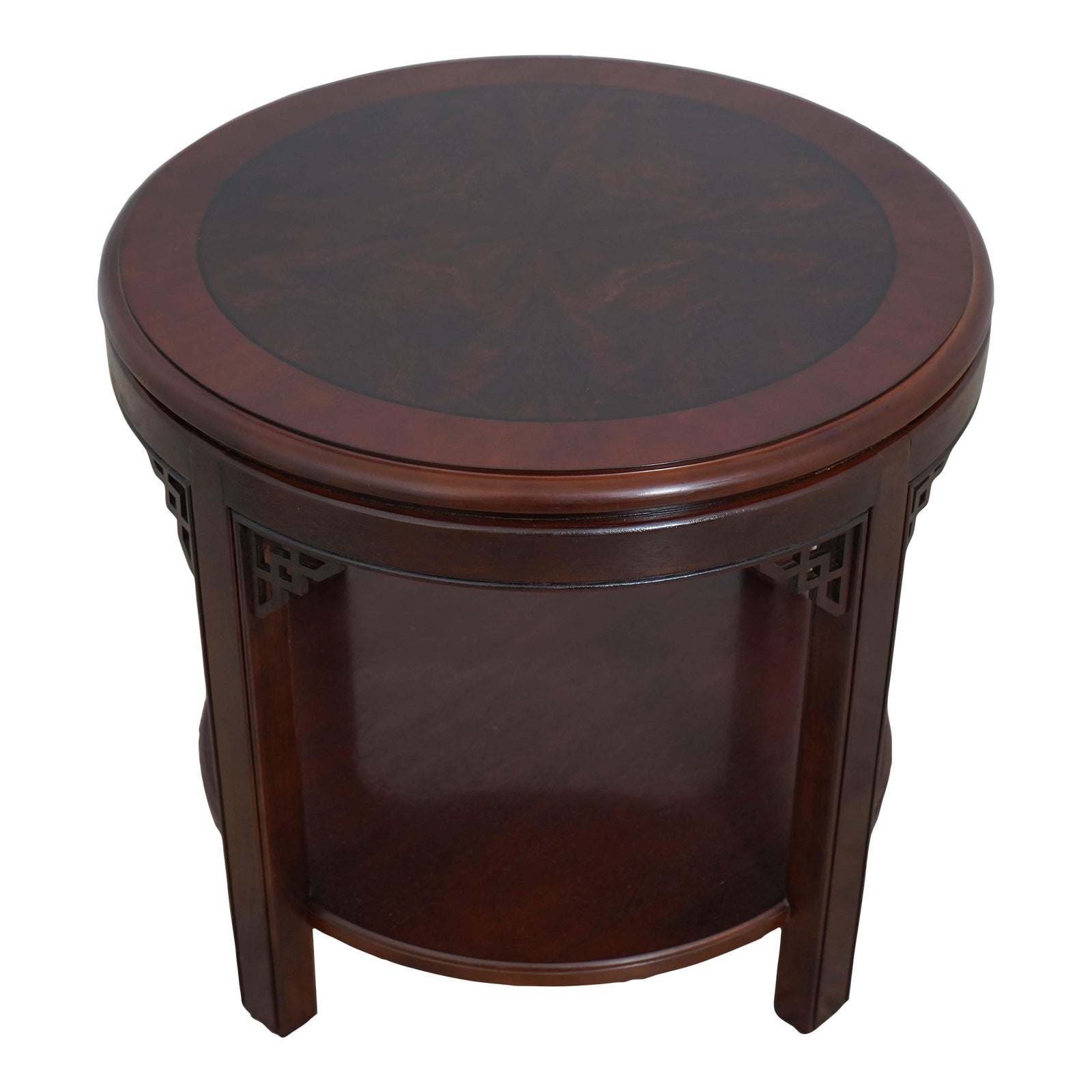 Drexel Round Chippendale Style Mahogany Lamp Table | Chairish