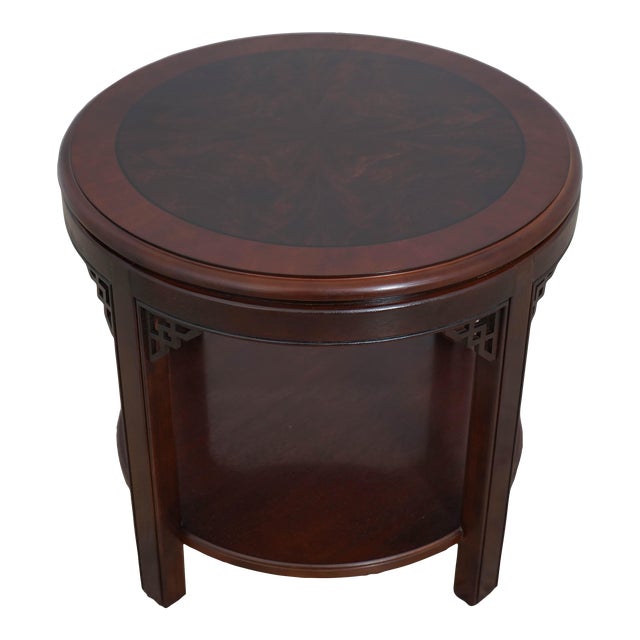 Drexel Round Chippendale Style Mahogany Lamp Table | Chairish