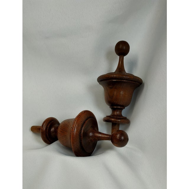 Vintage Carved Wood Finials Toppers for Furniture Curtain Rods ...