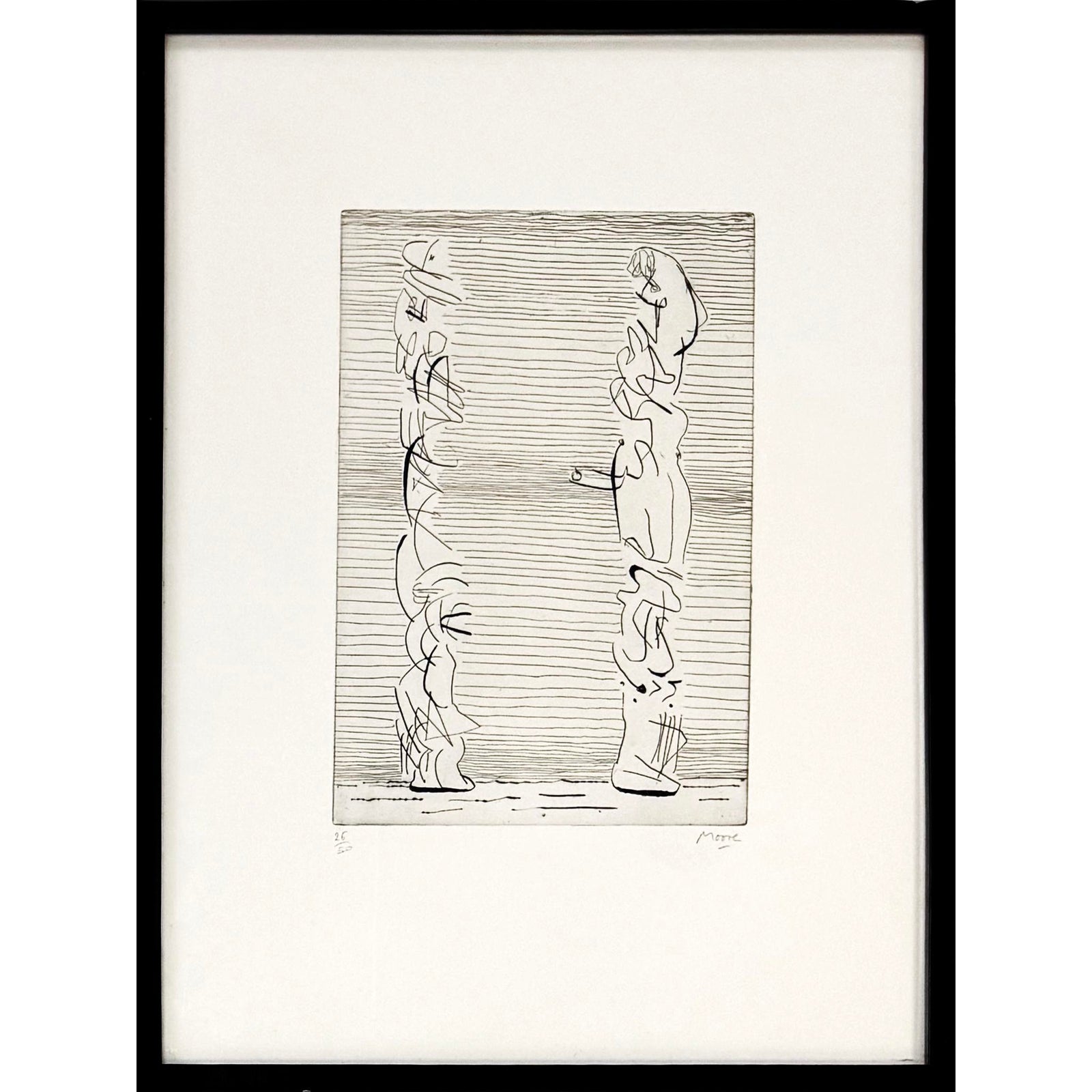 Henry Moore Two Tall Figures, Man and Woman, Framed Hand Signed Etching ...